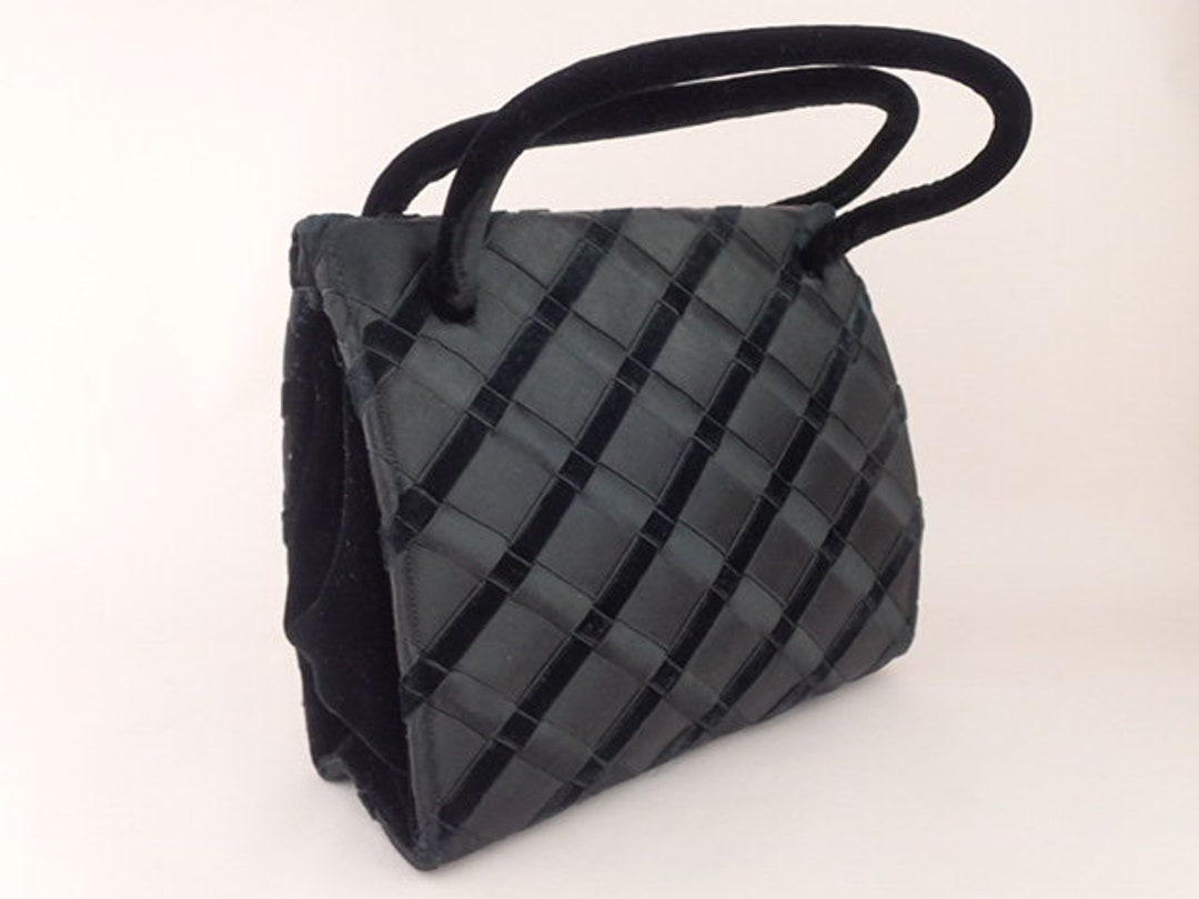 1930s 1940s Fitted Purse Silk & Velvet Black Woven Ribbons - Etsy