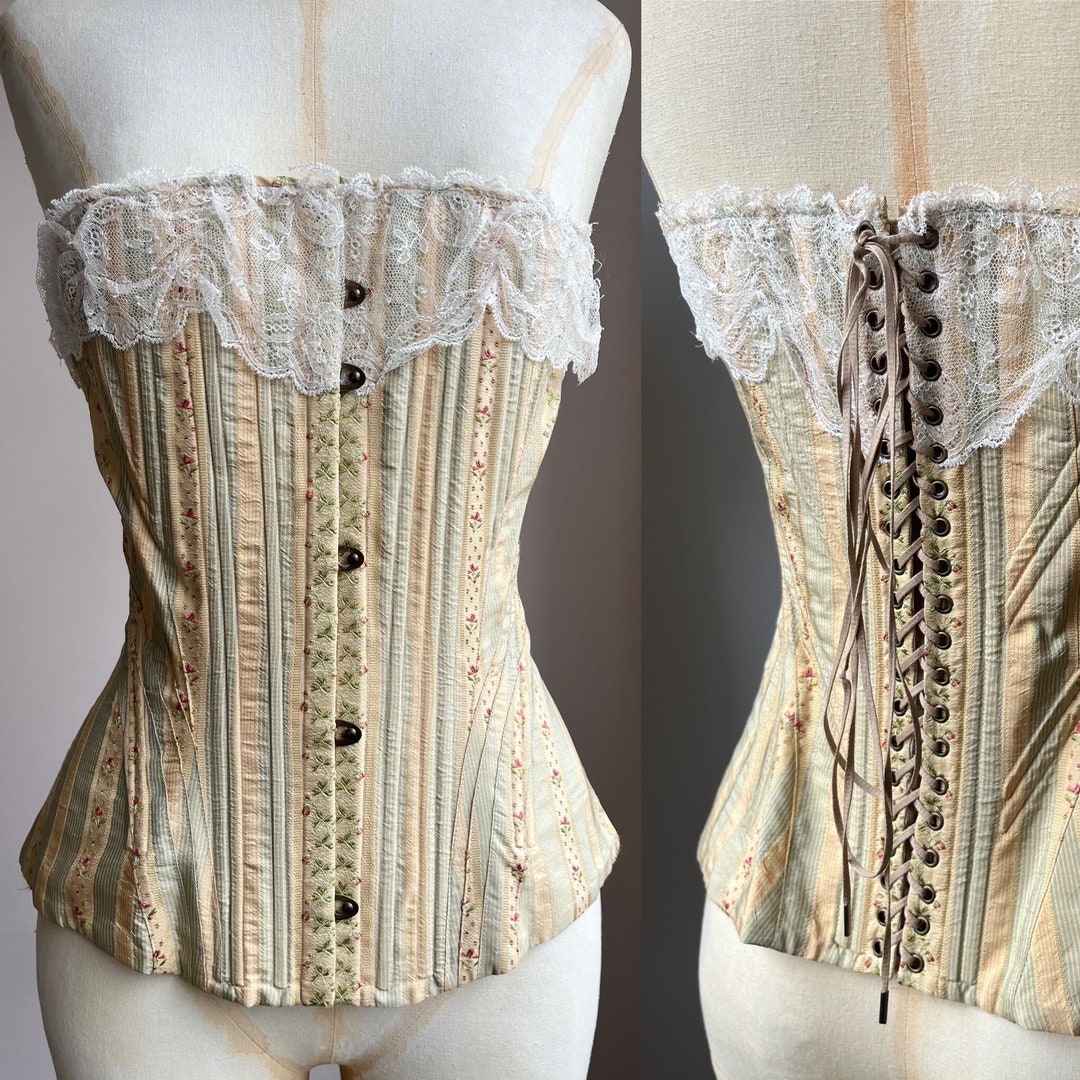 2003 Ralph Lauren Corset S/S | Stripes Rosebuds Floral Lace Wallpaper ...
