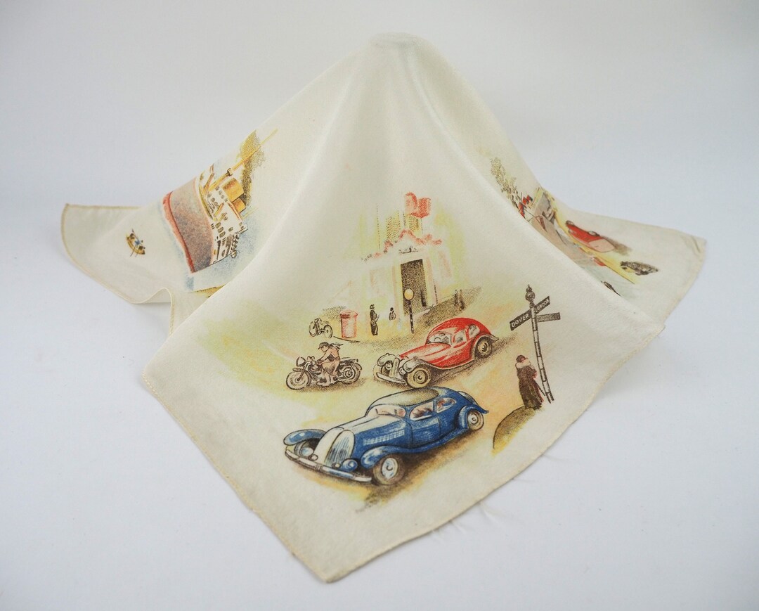 1930s Silk Trasport Handkerchief Cars Ships Boats Motorbike - Etsy