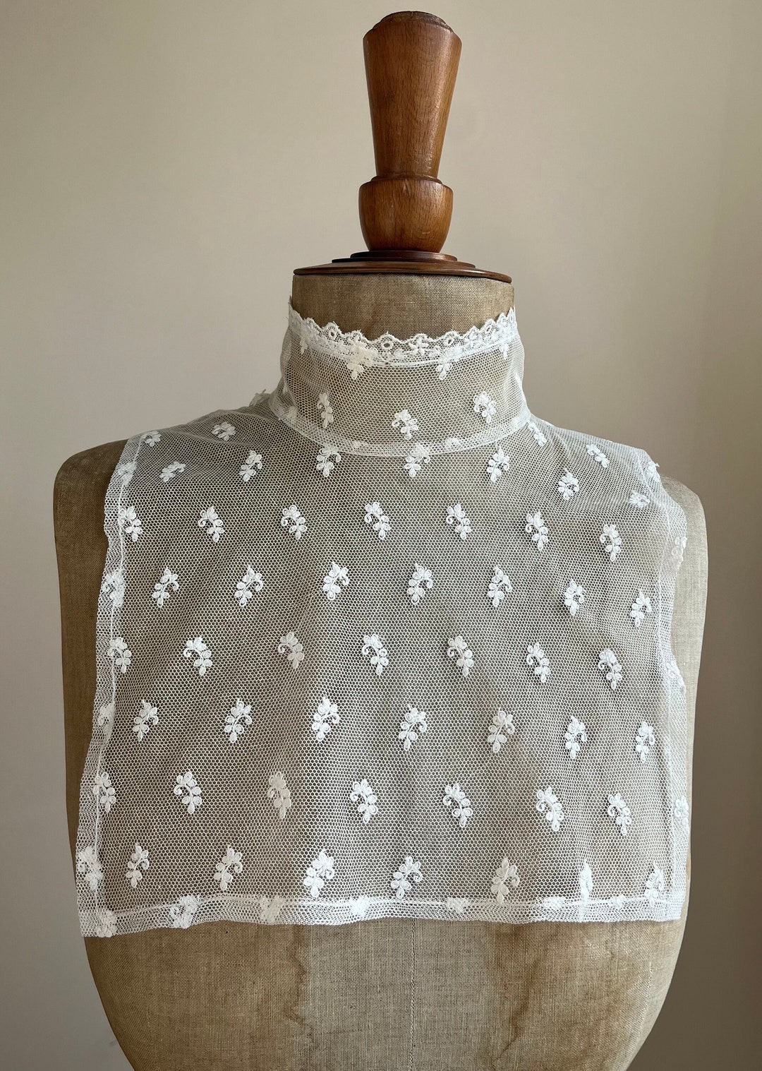 1900s Lace Modesty Panel Pale Cream Tulle Bodice Insert Yoke Bib Collar ...