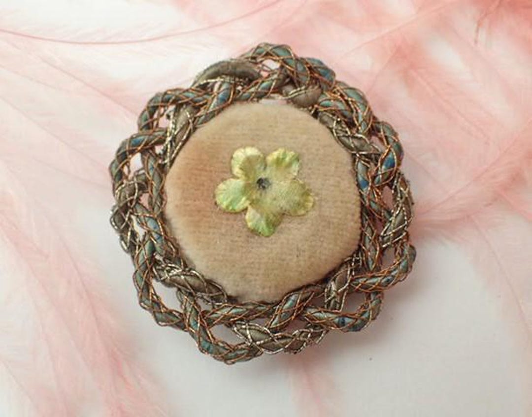 19th Century Applique or Covered Button | Plaited Metallic Thread ...
