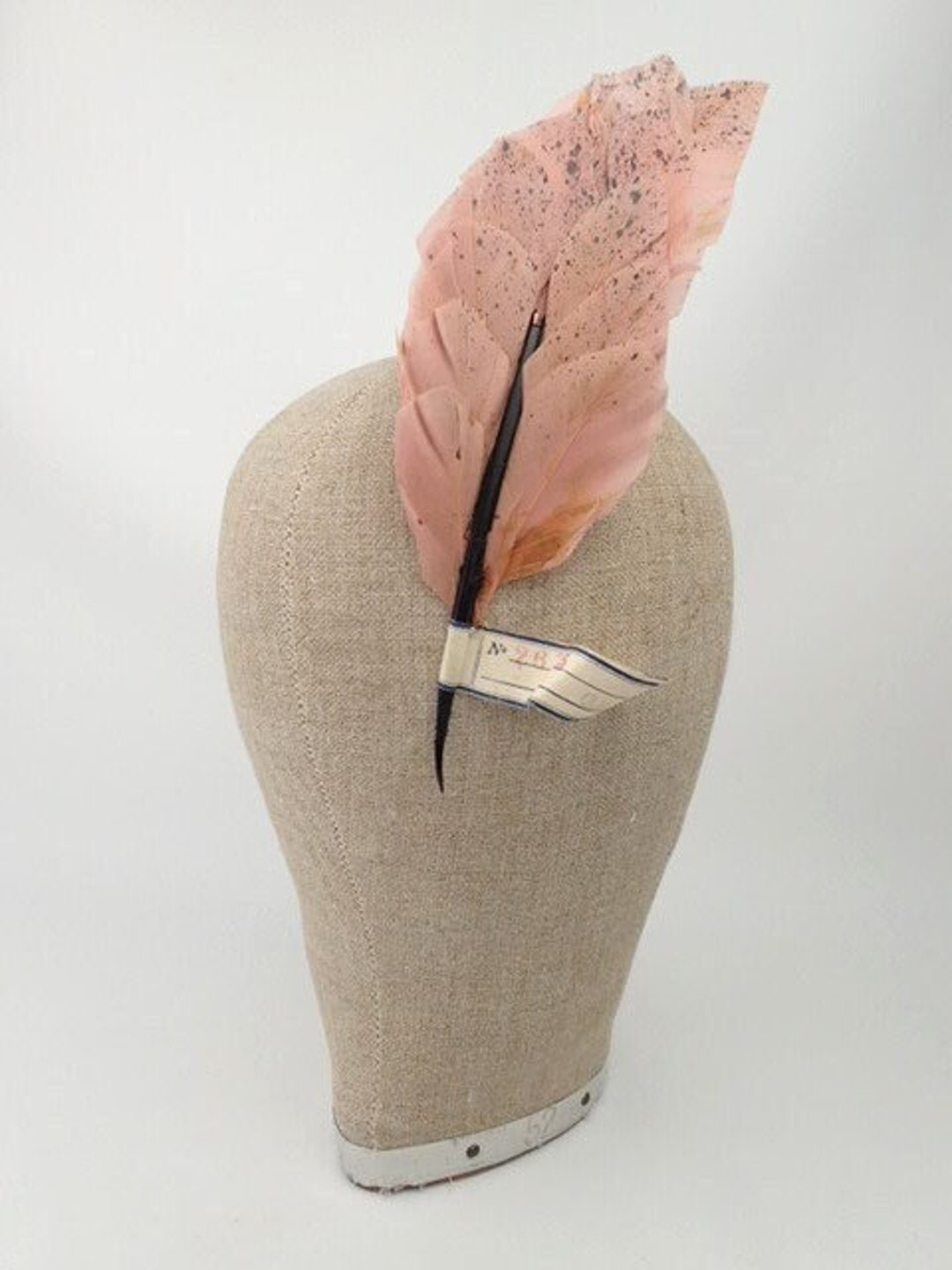 1900s Millinery Feather Piece | Speckled Pink Feathers | Hat Trim ...