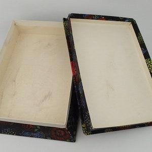 1950s Chocolate Box | Black Printed Floral Red Bow | Collectible Boxes ...
