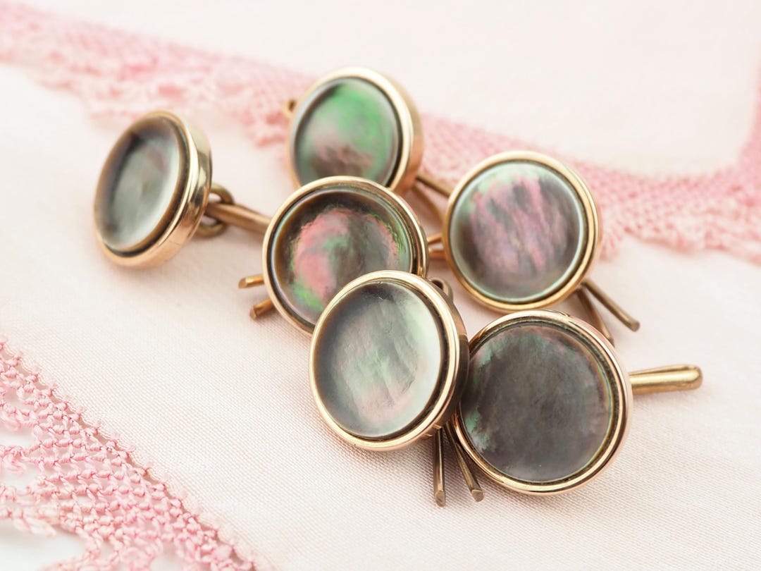 1930s Shell Buttons | Grey Mauve MOP Mother of Pearl Loop Shank Cotter ...