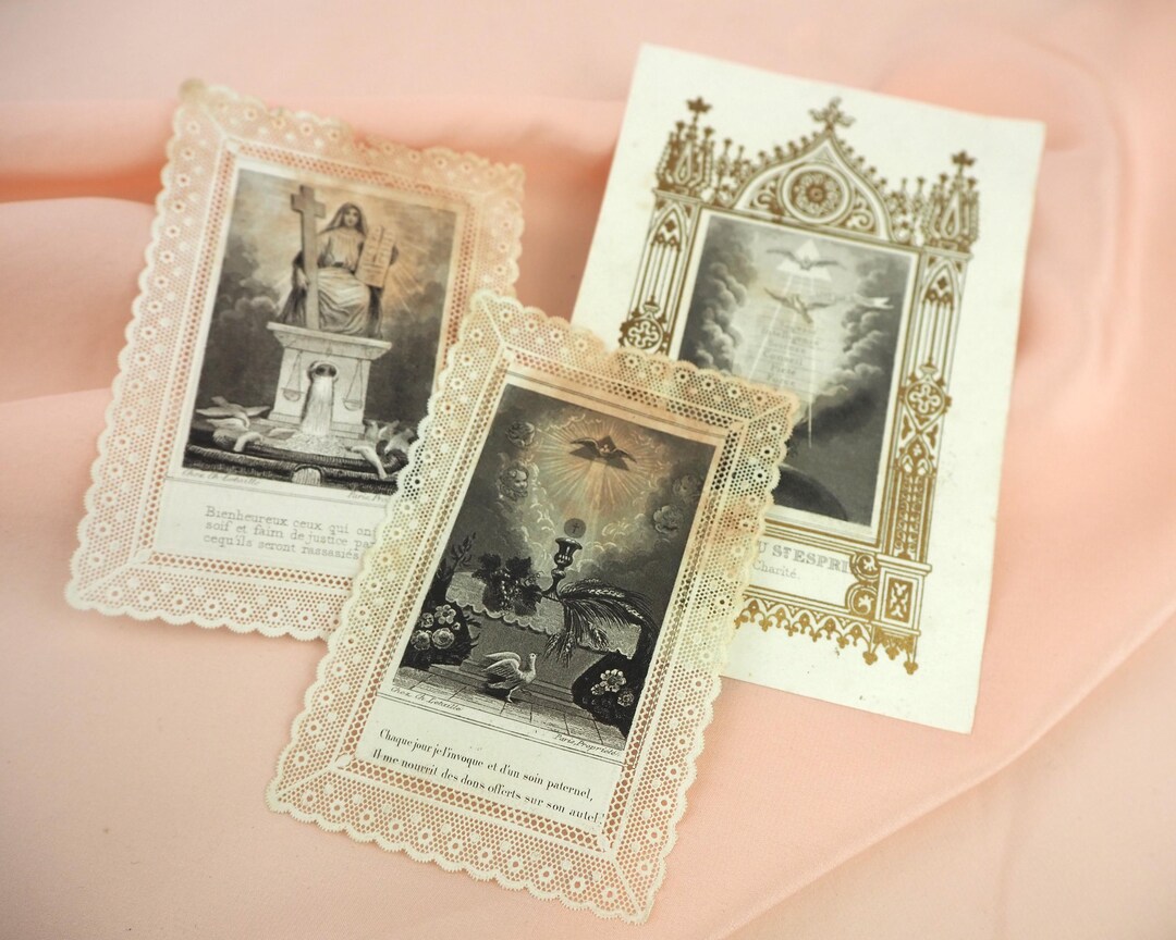 19th Century French Prayer Cards | Canivet Pious Image Lace Cut Holy ...