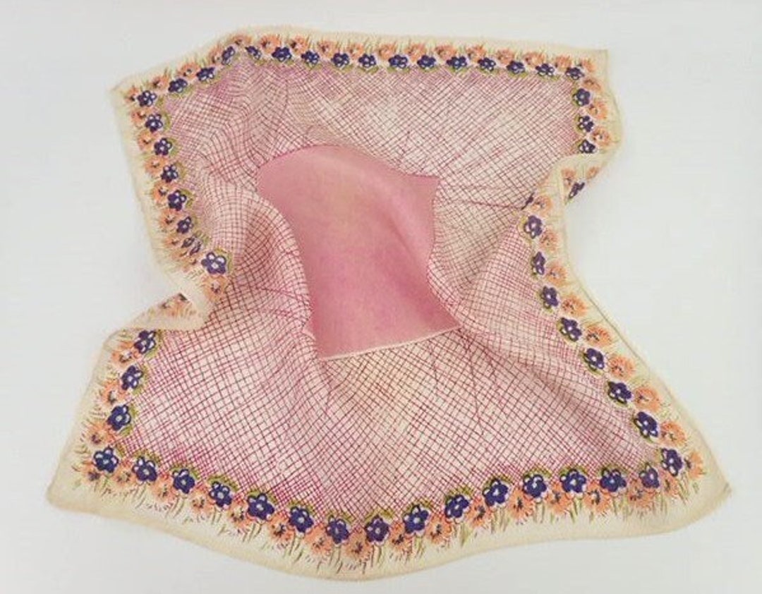 1930s Pinky Lilac Handkerchief Hanky Floral Patterned Purple Flowers ...