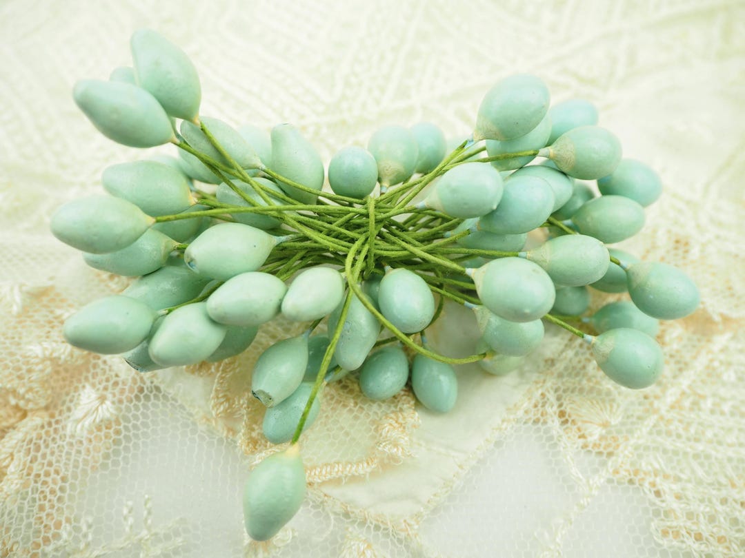 1940s French Millinery Flower Buds Stamens | Blue Plaster Wire Stems ...