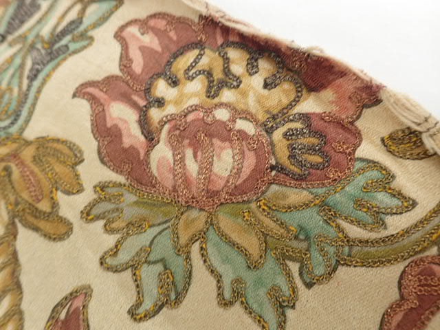 Beautiful Antique Hand Painted Woven Silk Metallic Thread | Etsy