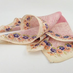 1930s Pinky Lilac Handkerchief Hanky Floral Patterned Purple Flowers ...