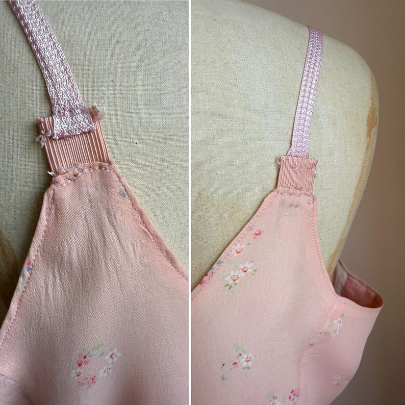 1940s Camisole Top | Peachy Pink Ditsy Floral Rayon Bra Cami Ribbons ...