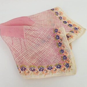 1930s Pinky Lilac Handkerchief Hanky Floral Patterned Purple Flowers ...