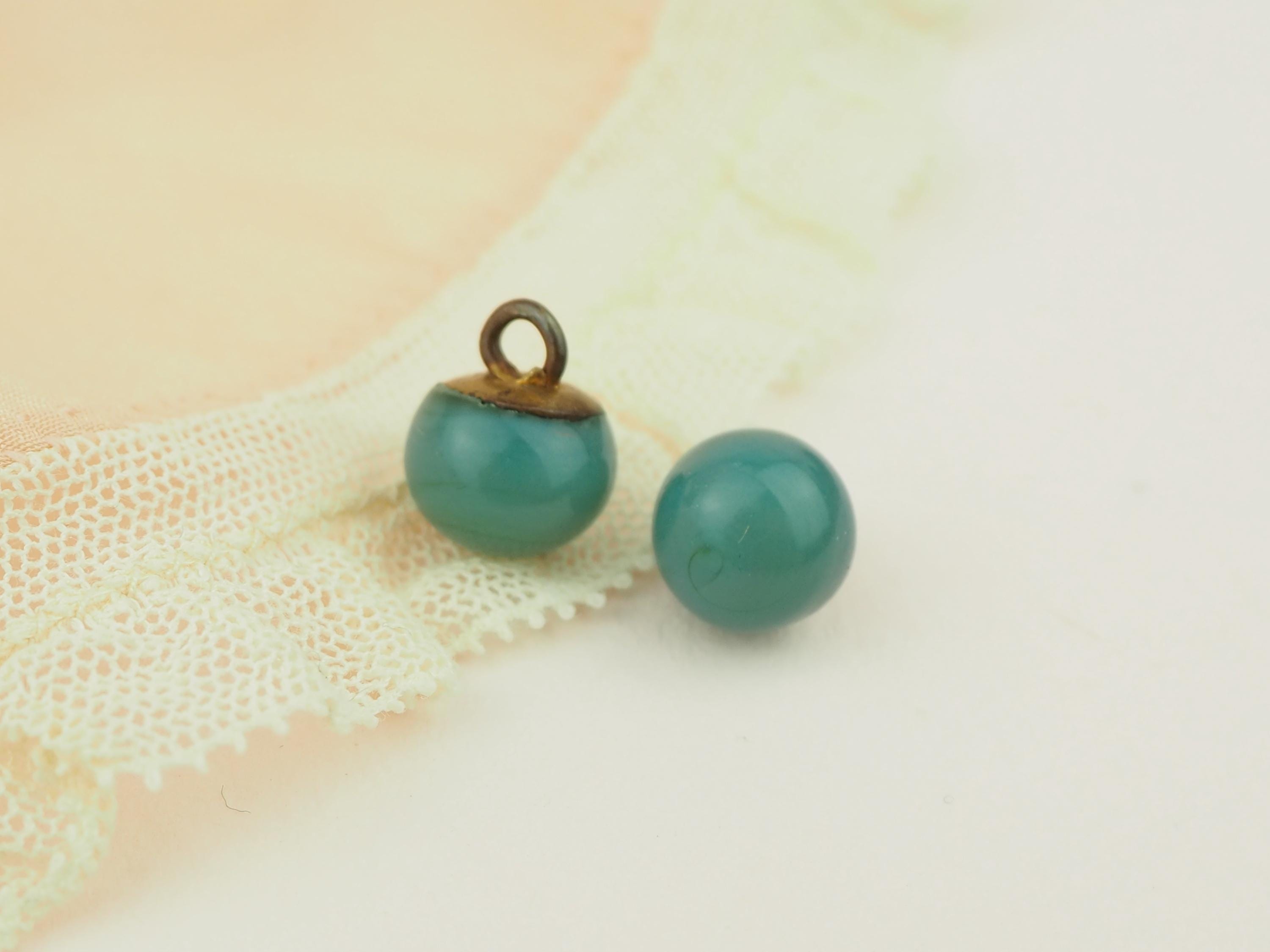 Antique Glass Buttons | Teal Jade Loop Shank | Haberdashery Sewing ...