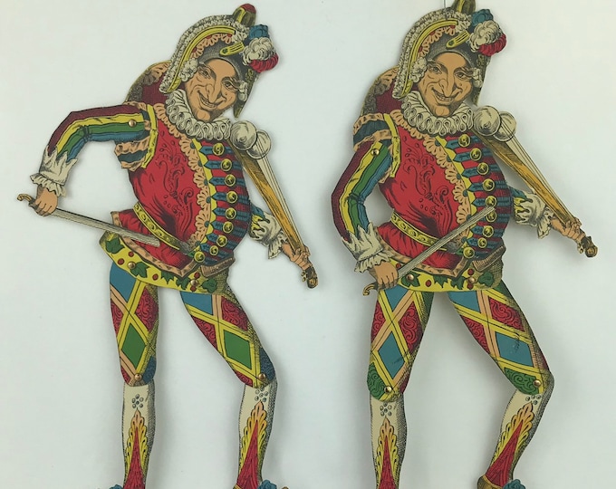 Original Antique 1900's French Polichinelle Jumping Jacks Harlequin ...