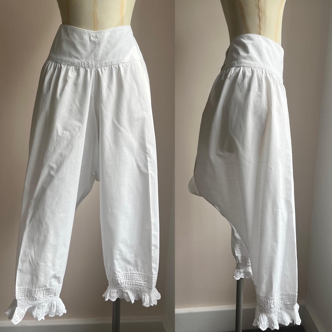 1900s or Late 1800s Bloomers | Embroidered Broderie Anglaise White Open ...