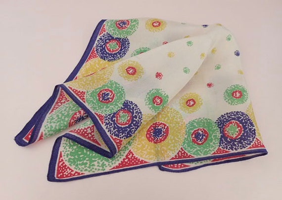 1930s Handkerchief Hanky Bold Patterns Blue Yellow Red Green | Etsy
