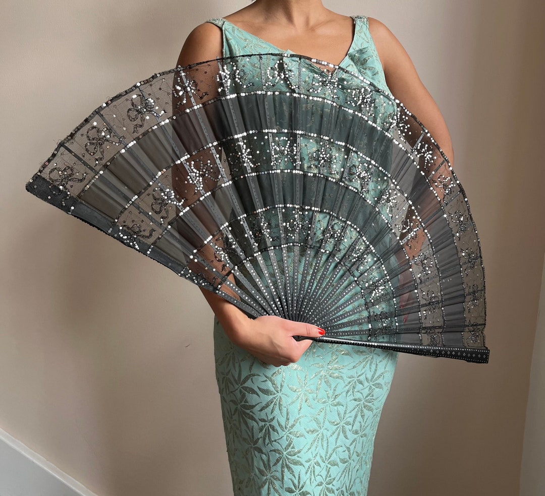 Late 19th Century 1900s Large Hand Fan Bows Tiny Star - Etsy