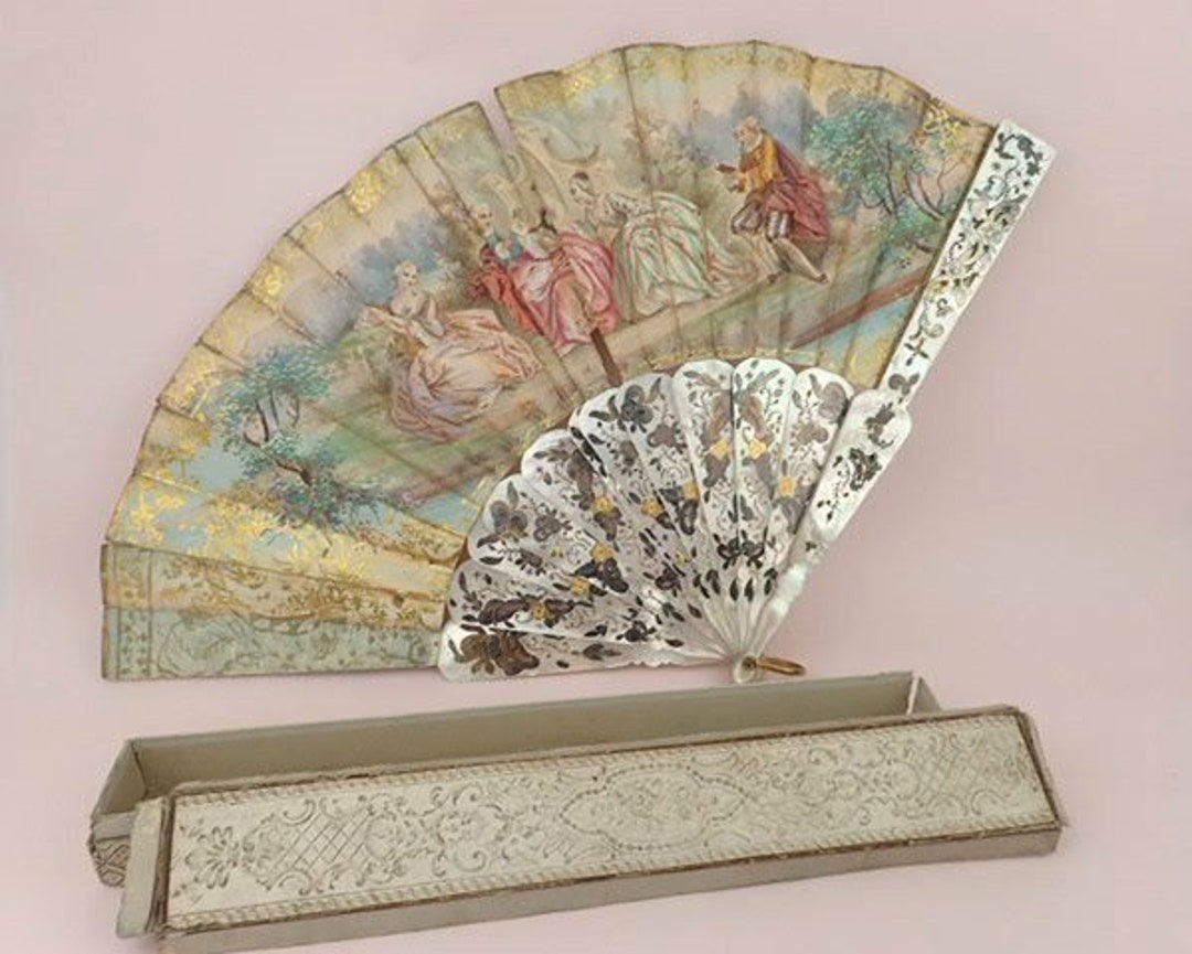 Repairs 19th Century Hand Fan Hand Painted Pastoral Scene - Etsy
