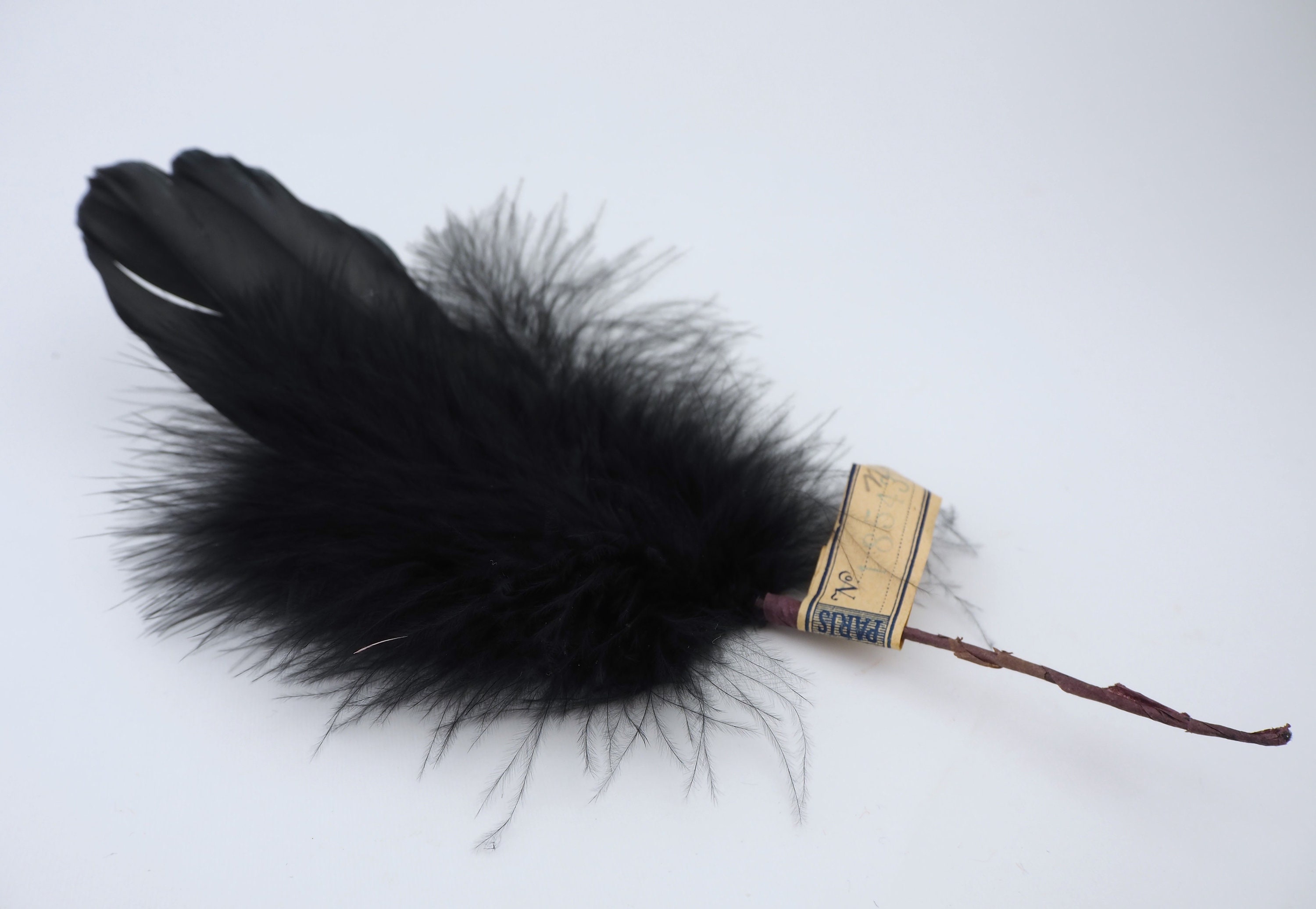 1900s French Millinery Feather | Black Marabou Piece | Hat Feathers ...