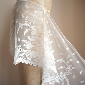 1800s Lace Border | Hand Applied Applique Muslin Flowers | Flounce ...