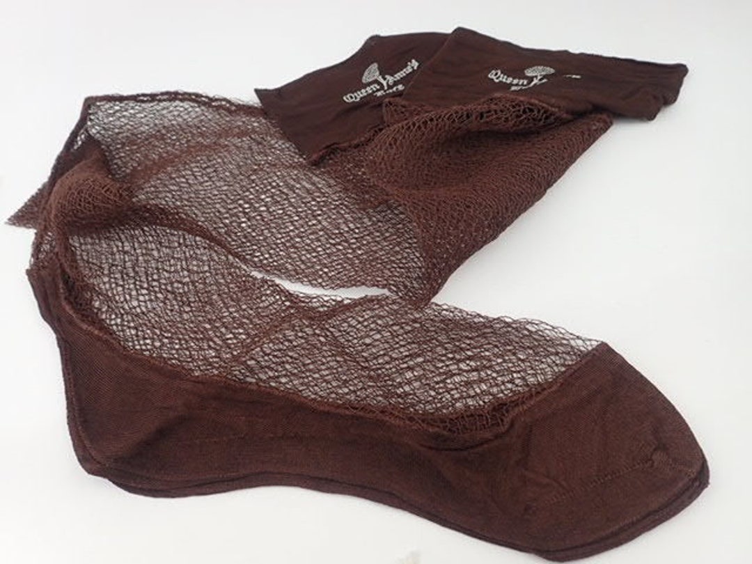 Unworn 1940s WWII Queen Anne's Lace Fishnet Stockings Brown Fine ...