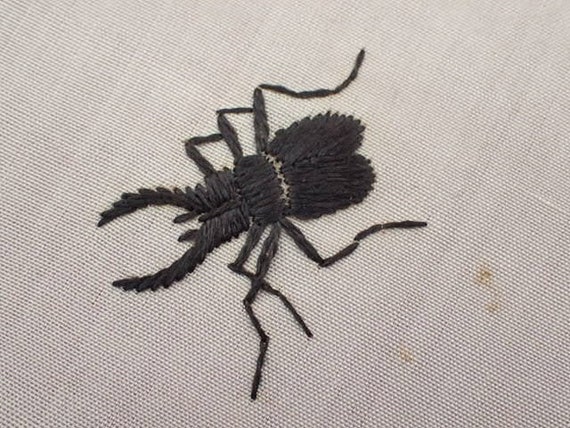 1920s Embroidered Insects Handkerchief | Silk Scallop… - Gem