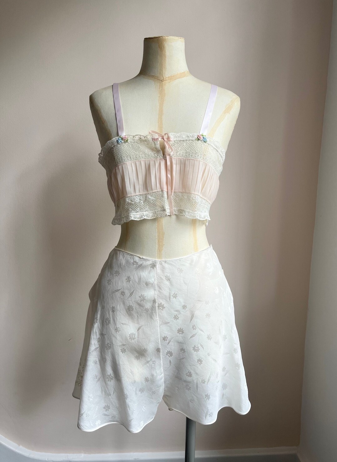 1930s Tap Pants Hand Embroidered Woven Floral Ivory Silk Knickers ...