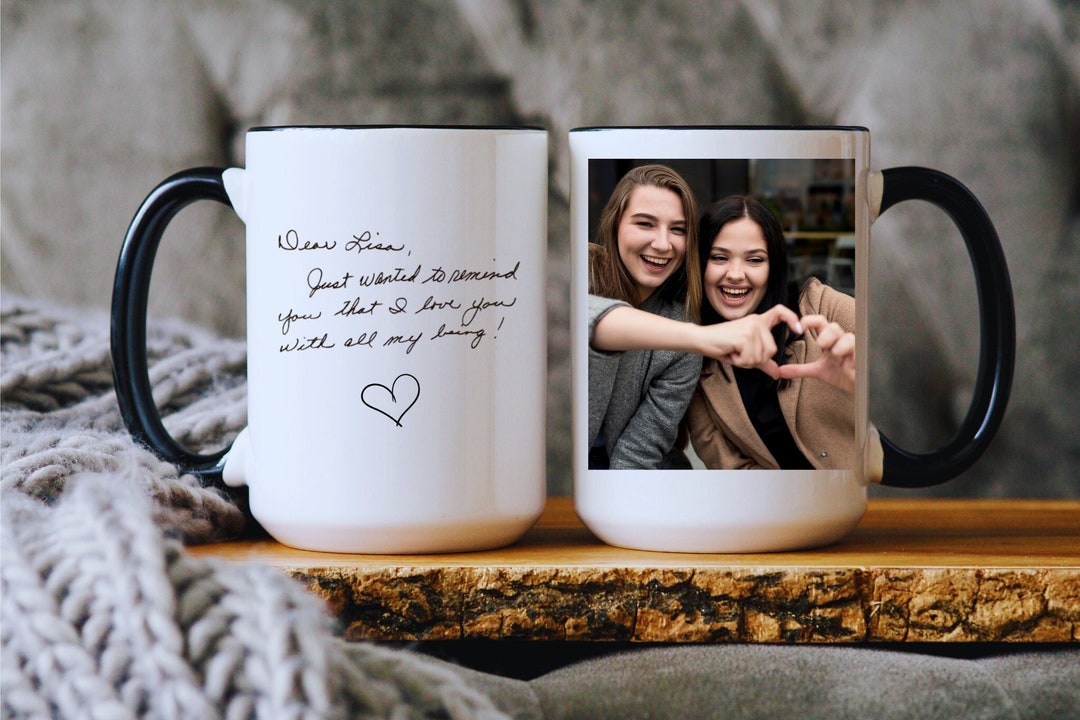 Custom Photo and Handwriting Coffee Mug, Personalized Handwriting and ...