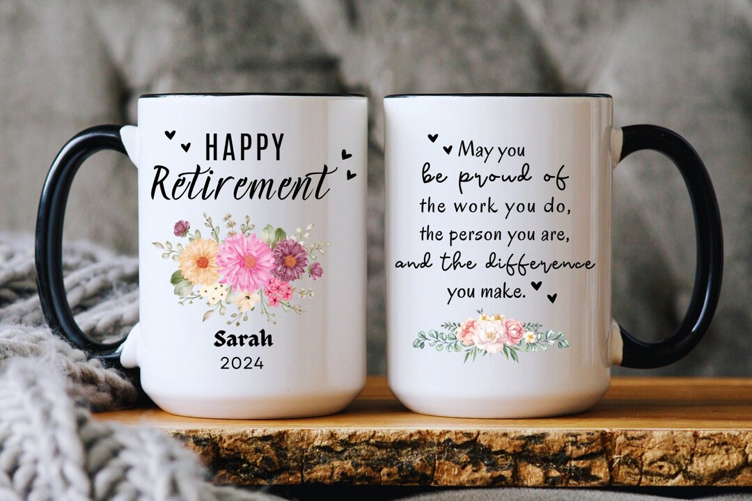 Happy Retirement Coffee Mug, Custom Name Mug, Happy Retirement Gift ...