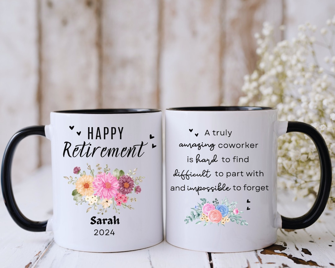 Happy Retirement Coffee Mug, Custom Name Mug, Happy Retirement Gift ...