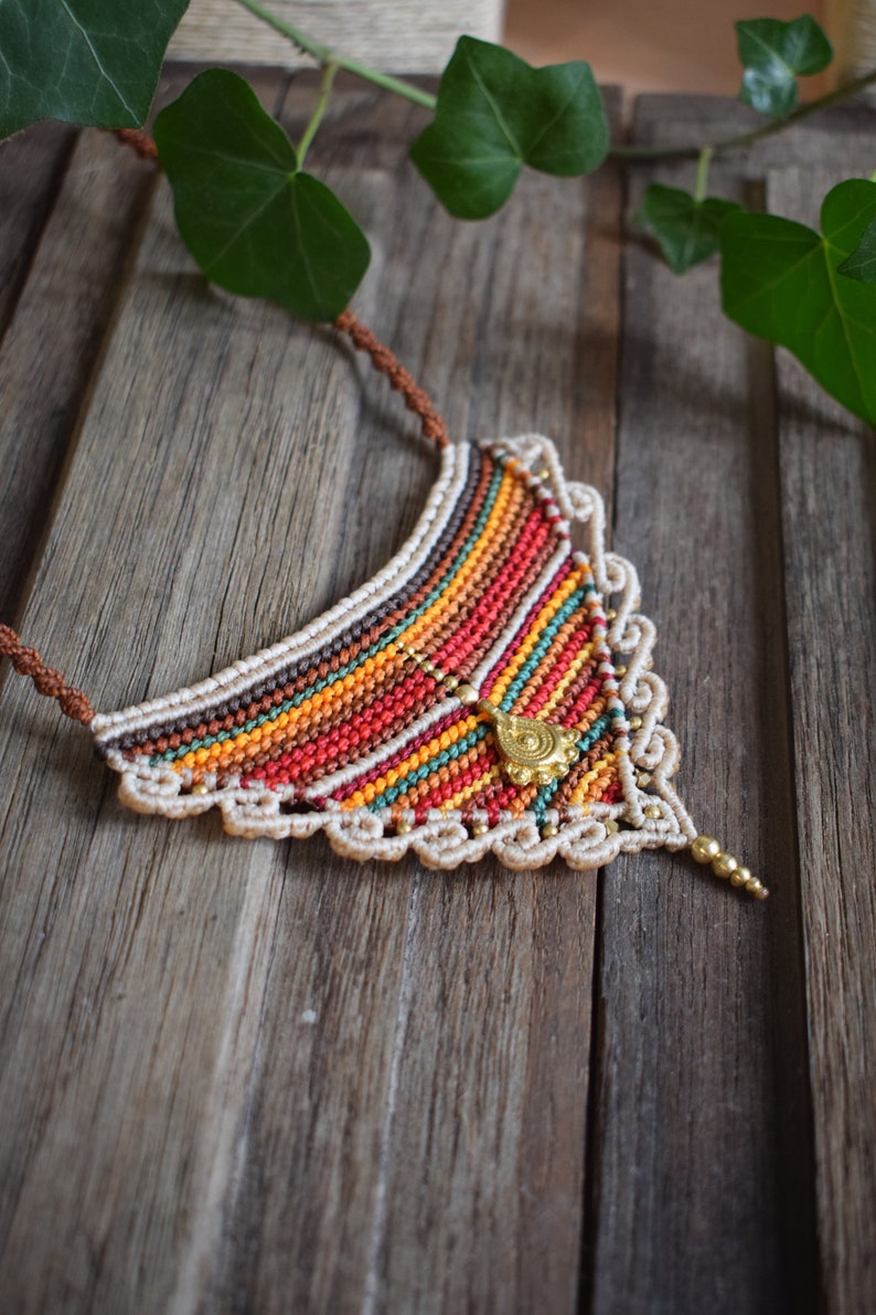 Ethnic Macrame Necklace Cavandoli Style Collar Tribal Style - Etsy