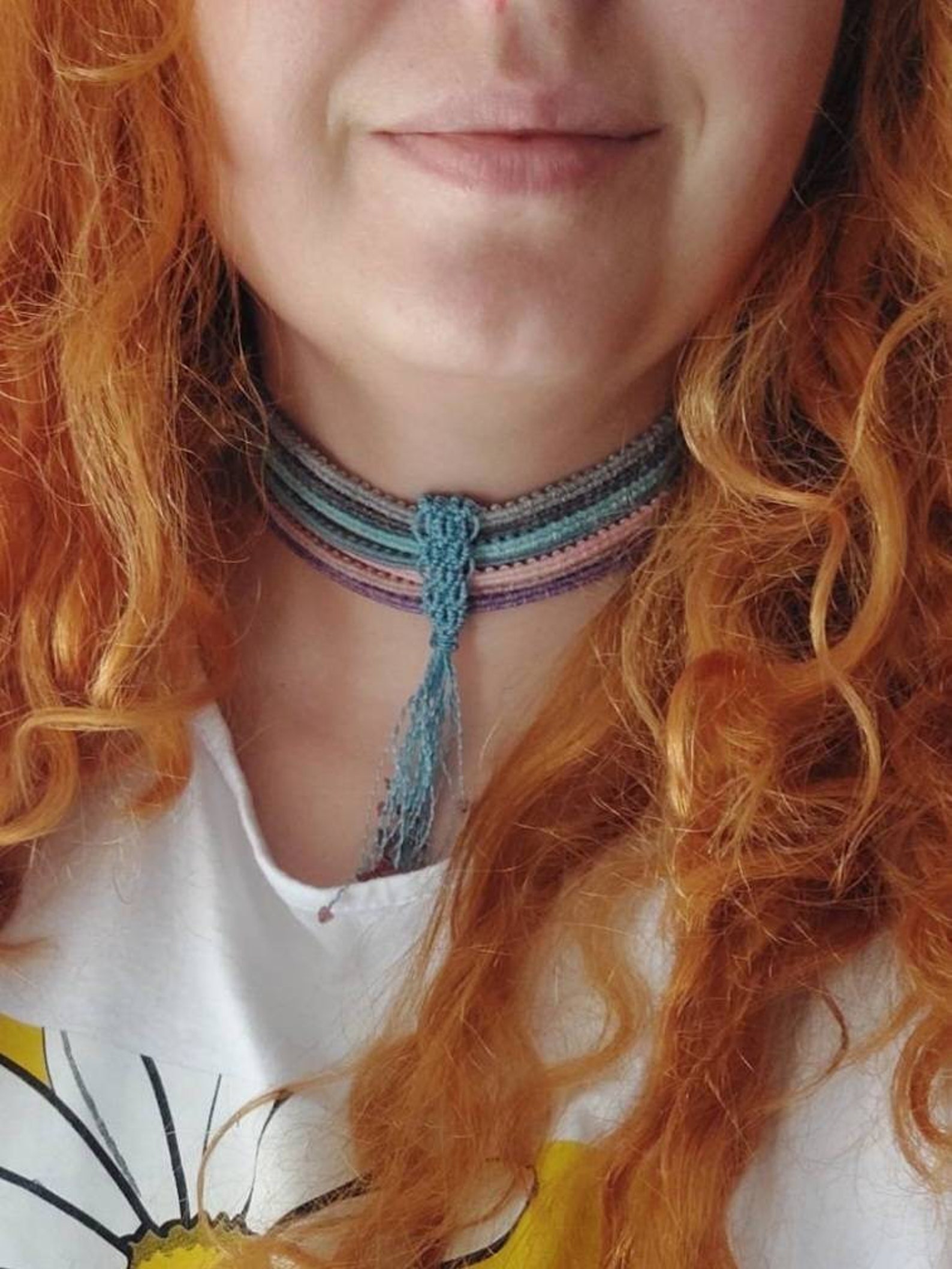 Macrame Simple Choker Hippie Choker Modern Choker Pink - Etsy