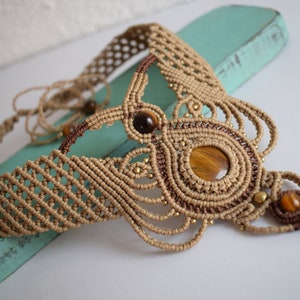 Bohemian Macrame Jewelry Set With Tiger's Eye for Wedding or Another Occasion, Macrame Necklace ...