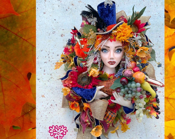 Unique Fall Wreath, Luxury Cornucopia Wreath, Artwork, Autumn Home ...