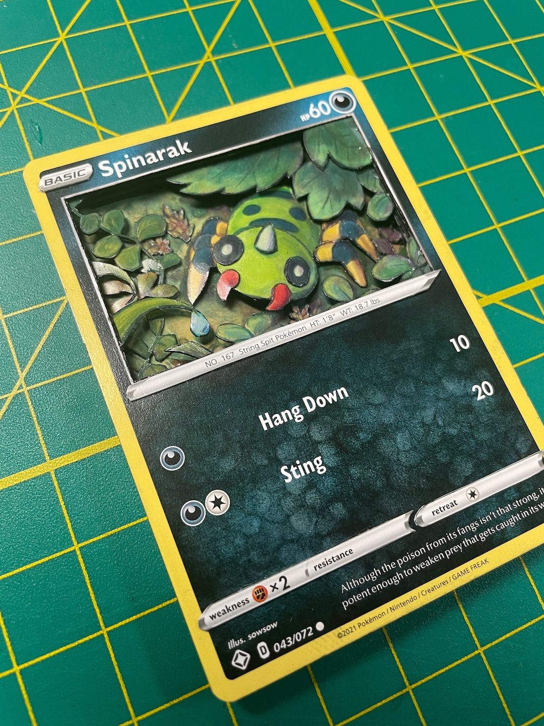 Spinarak Pokemon Card 3d Card Art Shadowbox Handmade Etsy