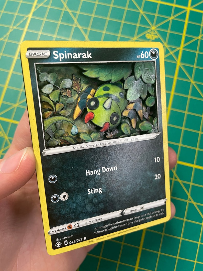 Spinarak Pokemon Card 3D Card Art Shadowbox Handmade - Etsy