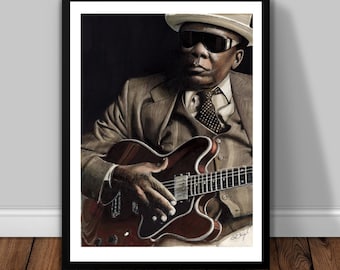 ORIGINAL Hand Drawn Charcoal Pencil Drawing BB King A4 - Etsy