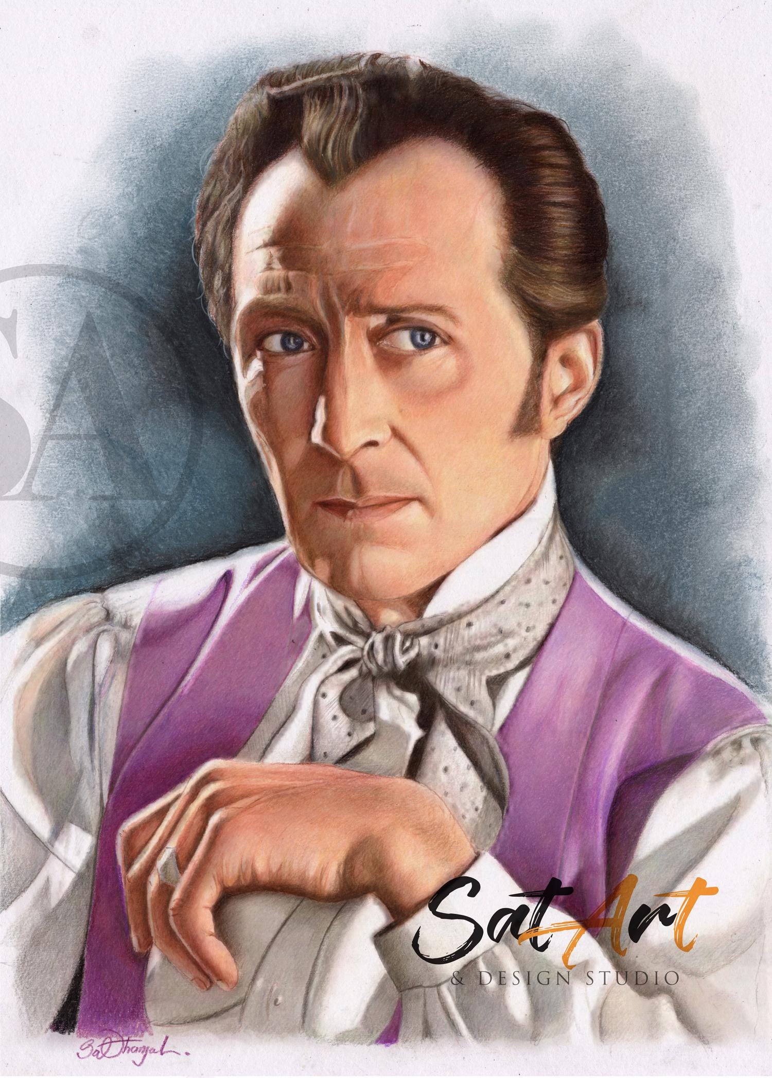 A3 Colour Pencil Drawing of Peter Cushing - Etsy