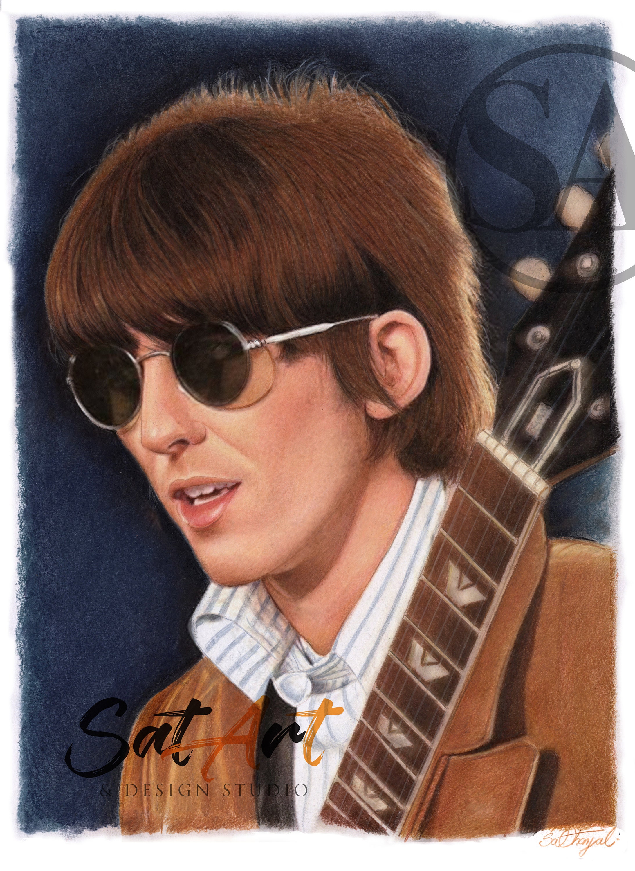 A3 Colour Pencil Drawing of George Harrison - Etsy