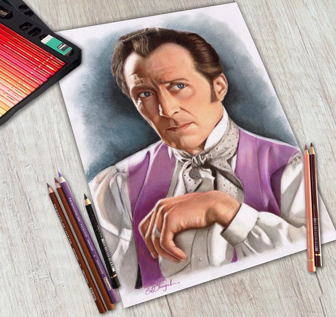 A3 Colour Pencil Drawing of Peter Cushing - Etsy