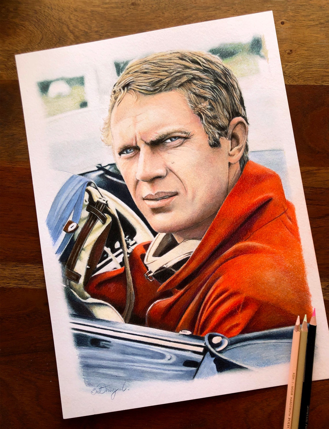 Steve Mcqueen Original A3 Colour Pencil Drawing - Etsy