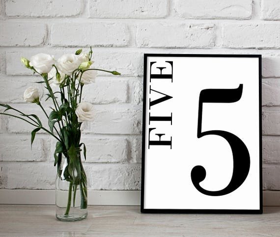 Number Five Printable Number Sign Number Print Family | Etsy