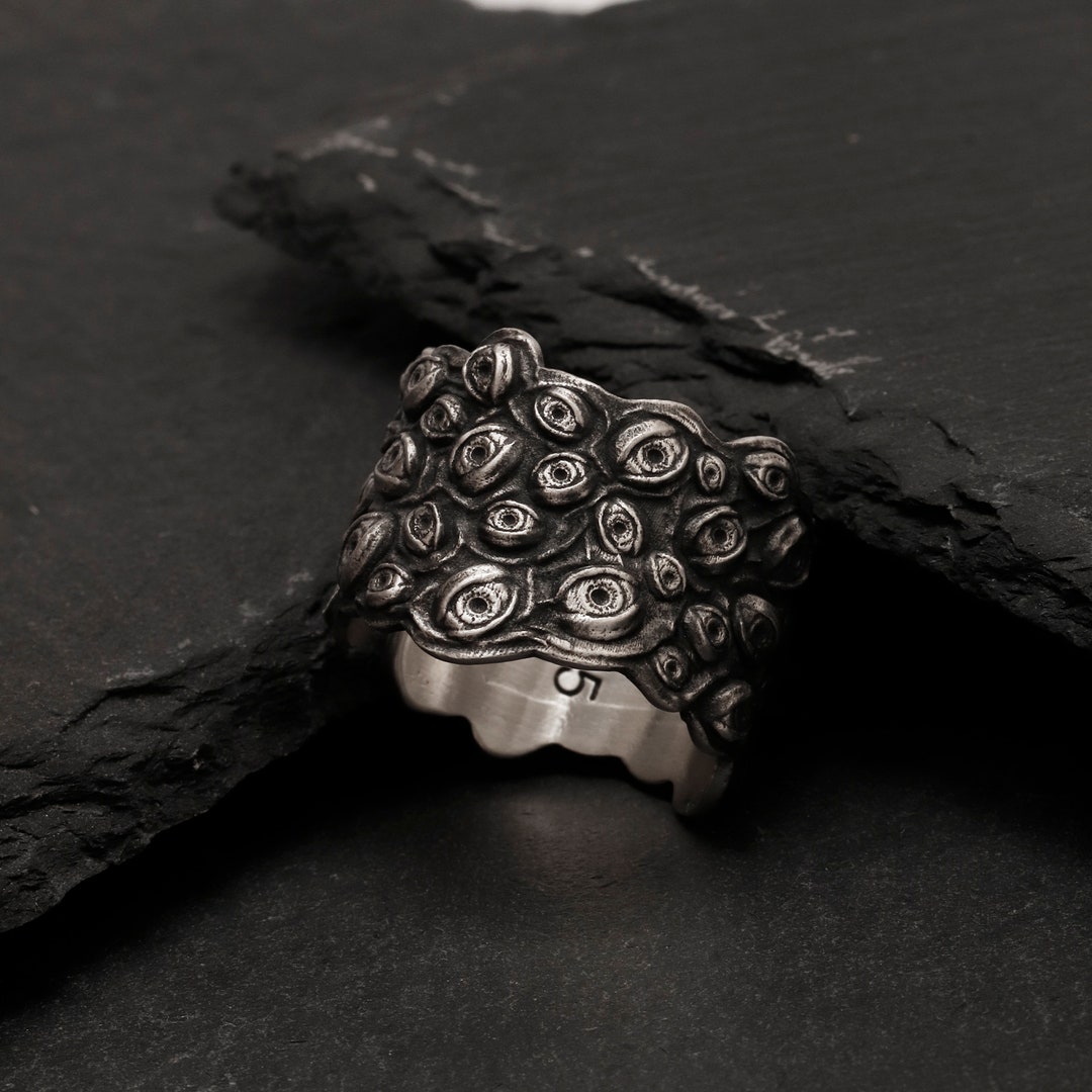 Eye Catching Evil Eye Ring, 925 Sterling Silver Gothic Eye, Gemstone ...