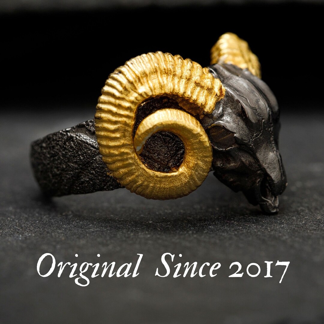 Ram Worship Aries Zodiac Ring Original Ram Head Ring Unique Biker Ring ...