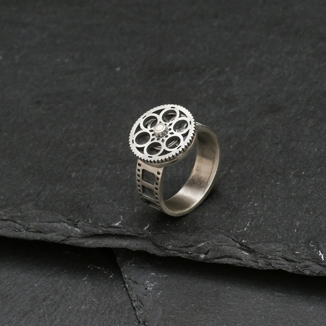 Cinephile Steampunk Ring,film Negative Sterling Silver Ring, Aesthetic ...