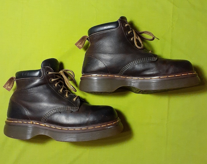 Vintage 90s Dr. Martens Dark Brown Leather Platform Ankle Boots MIE 10 ...