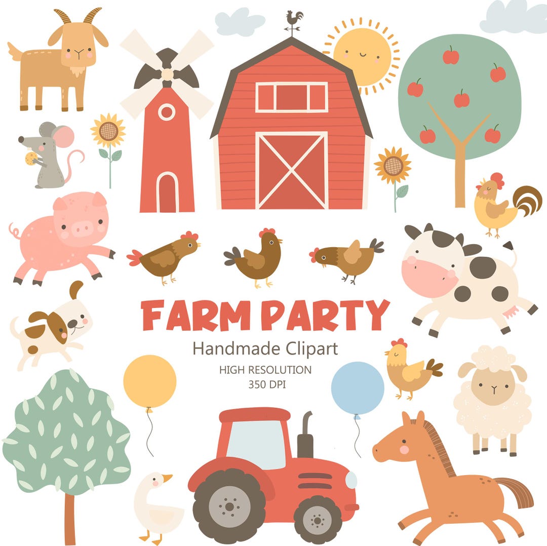 Cute Farm Clipart Farm Animals, Baby Farm Animal Clipart, Farm Nursery ...