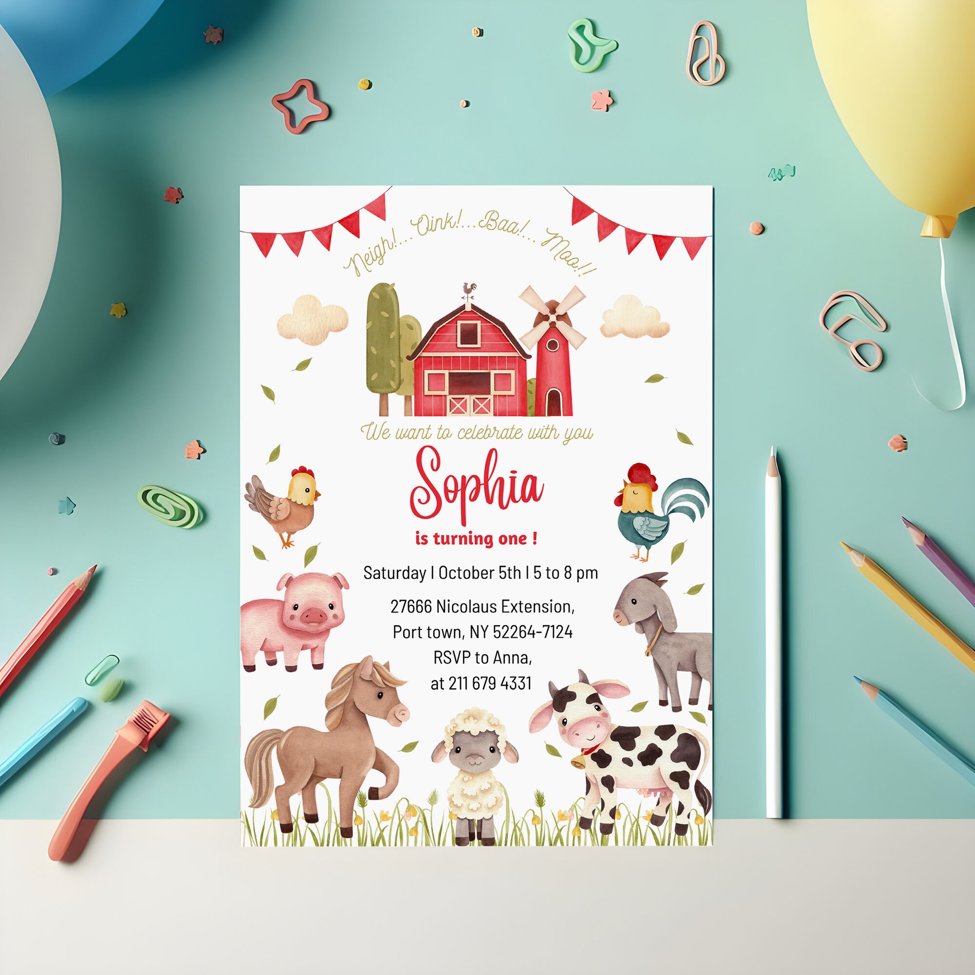Watercolor Old Mcdonald's Farm Clipart Set (digital Download) - Etsy