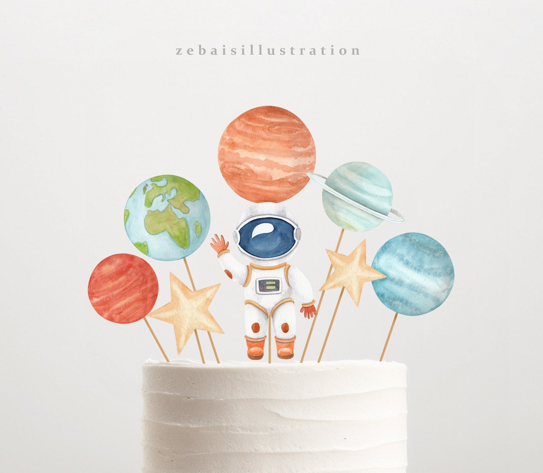 Printable Space Cake Topper Space Birthday Party Centerpiece Galaxy ...
