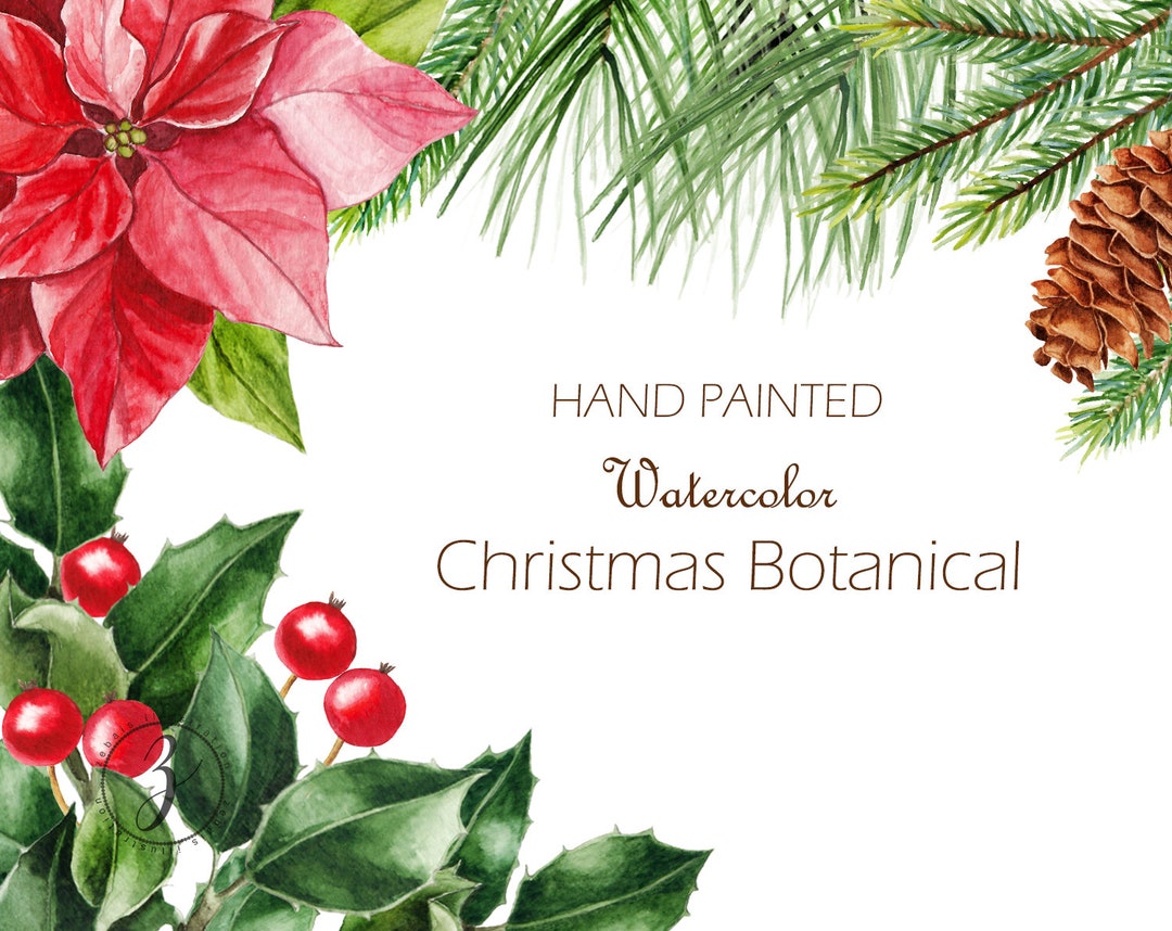 Watercolor Christmas Clipart - Etsy