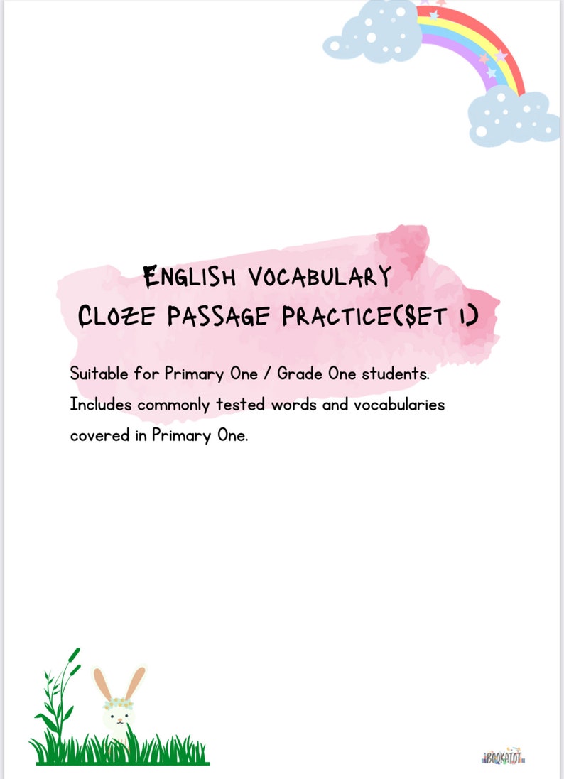 24 Printable Cloze Passage Practices for Grade 1/primary 1 Students. - Etsy